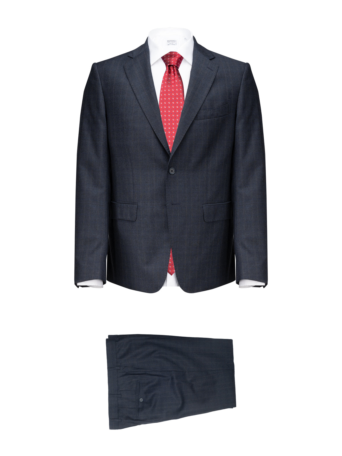 Blue/Prince of Wales Charcoal Cool Wool Suit by Reda | BAZOOKA
