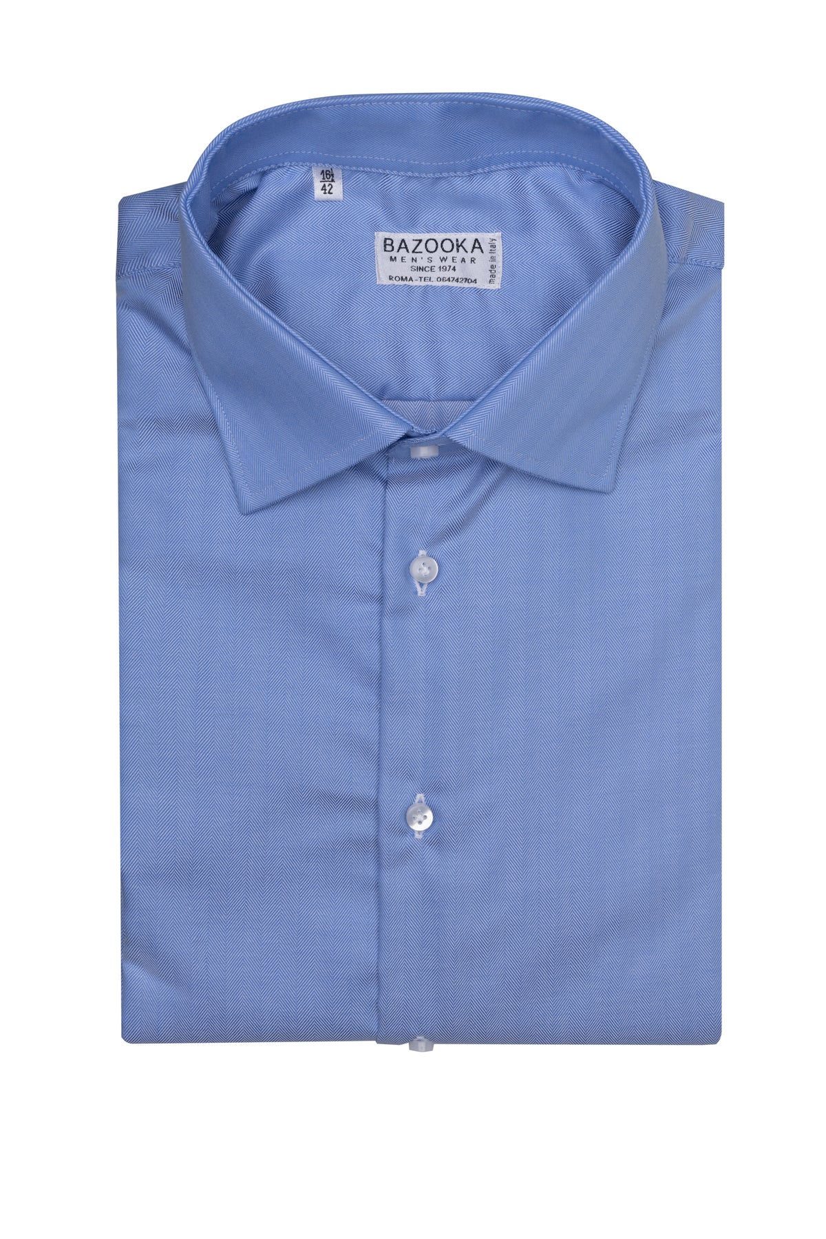 Light Blue Herringbone Twill Shirt by Bazooka | BAZOOKA
