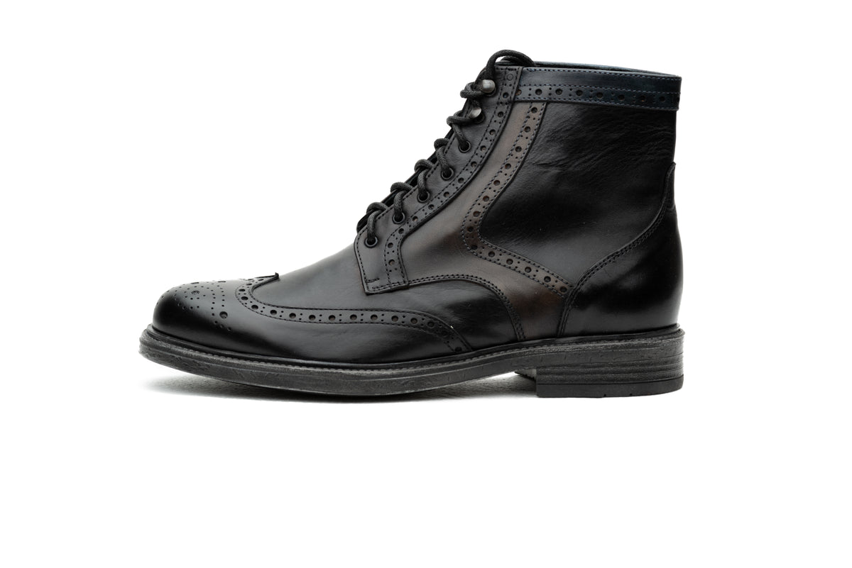 Grey/Black Brogue Ankle Boot | BAZOOKA